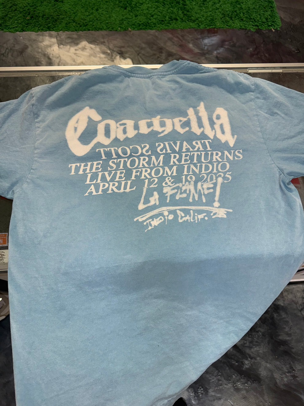 Size L Travis Scott Coachella 2025 Tee “Blue” – Direct Kicks